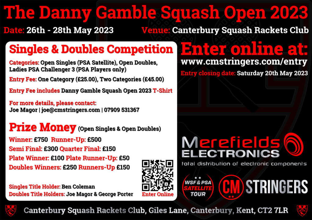 The Danny Gamble Squash Open 2023 - Thank You – CM Stringers